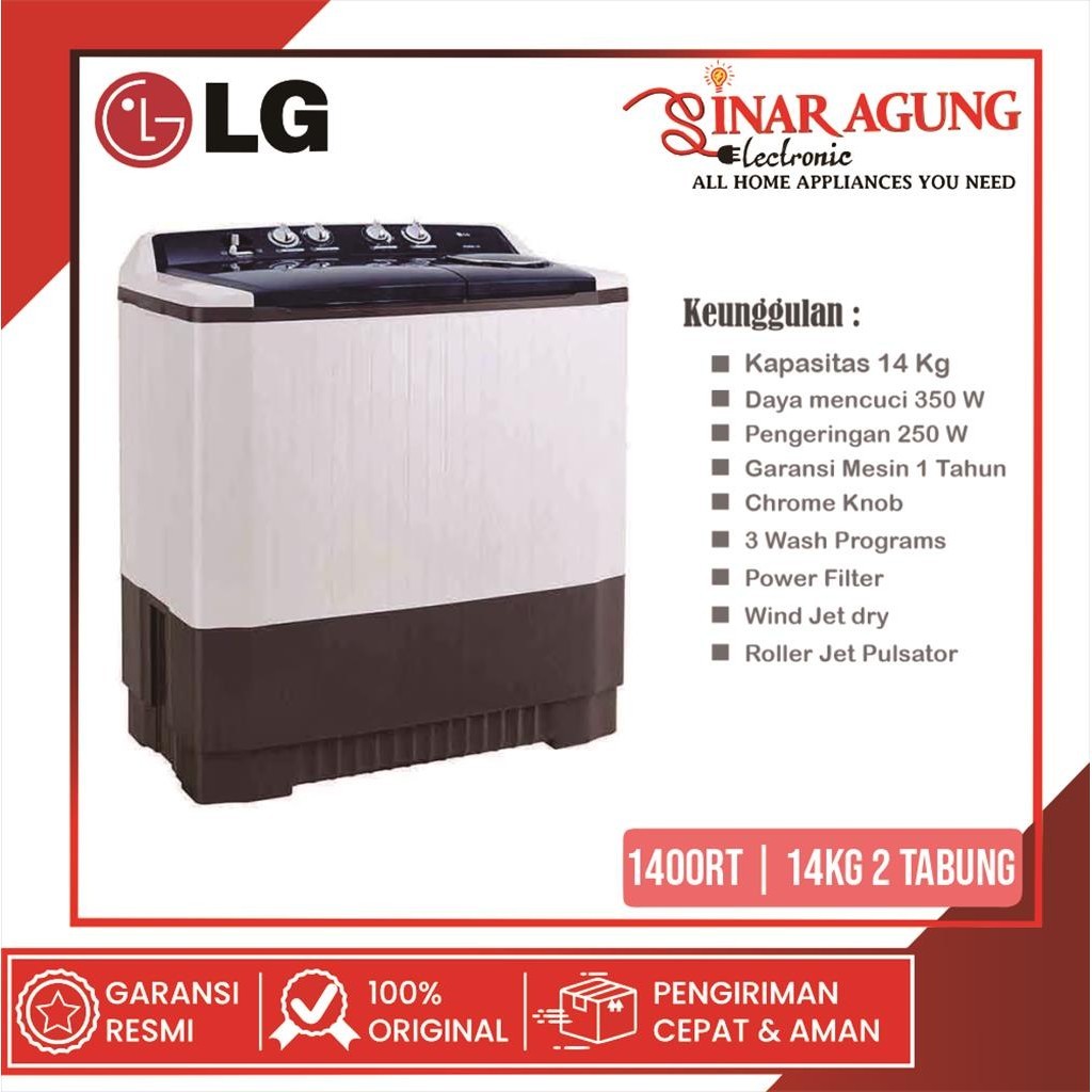 Jual LG P1400RT / P-1400RT MESIN CUCI 2 TABUNG - GARANSI RESMI | Shopee ...