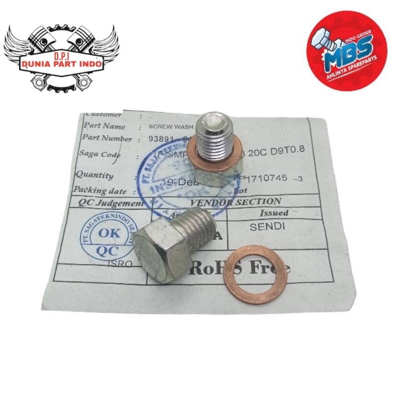 Jual BAUT TAP OLI M10X10 BAUT 14 BAUD OLI VESPA ORIGINAL 1set baut dan ...