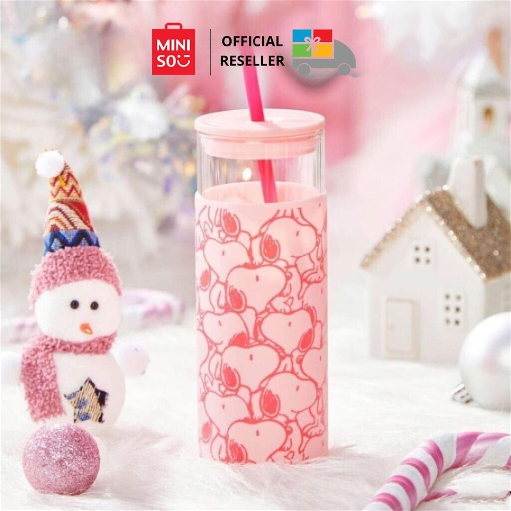 Jual MINISO x Snoopy Tumblr Pink / Tempat Minum 475ml | Shopee Indonesia