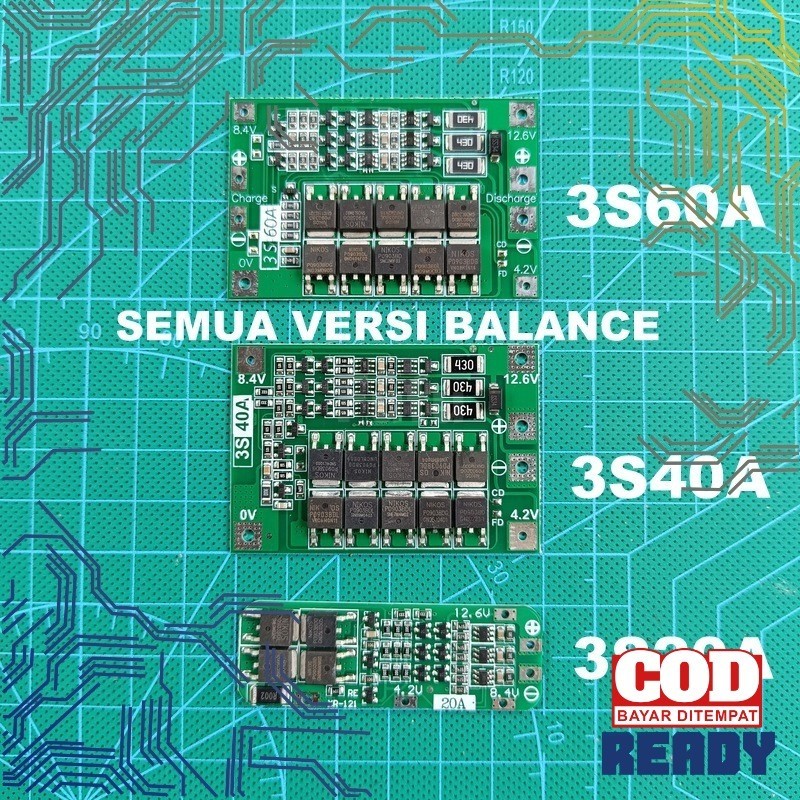 Jual Modul BMS 3S 20A 40A 60A li-polymer li-lon lithium battery 18650 ...
