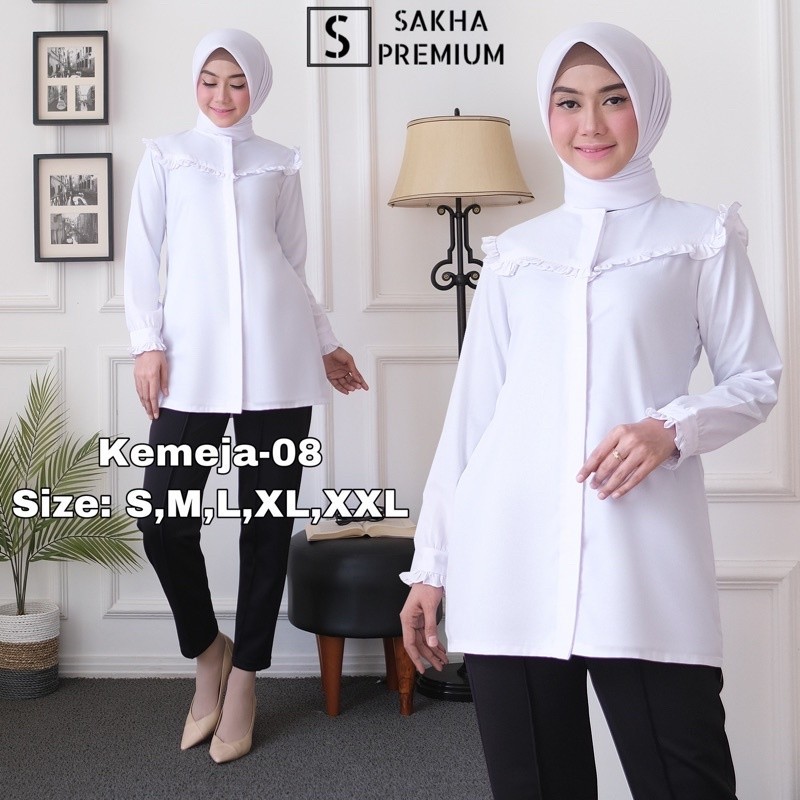Jual Sakhapremium.id - Kemeja PNS Atasan Baju putih Kemeja Putih Polos Toyobo Wanita Muslim ...
