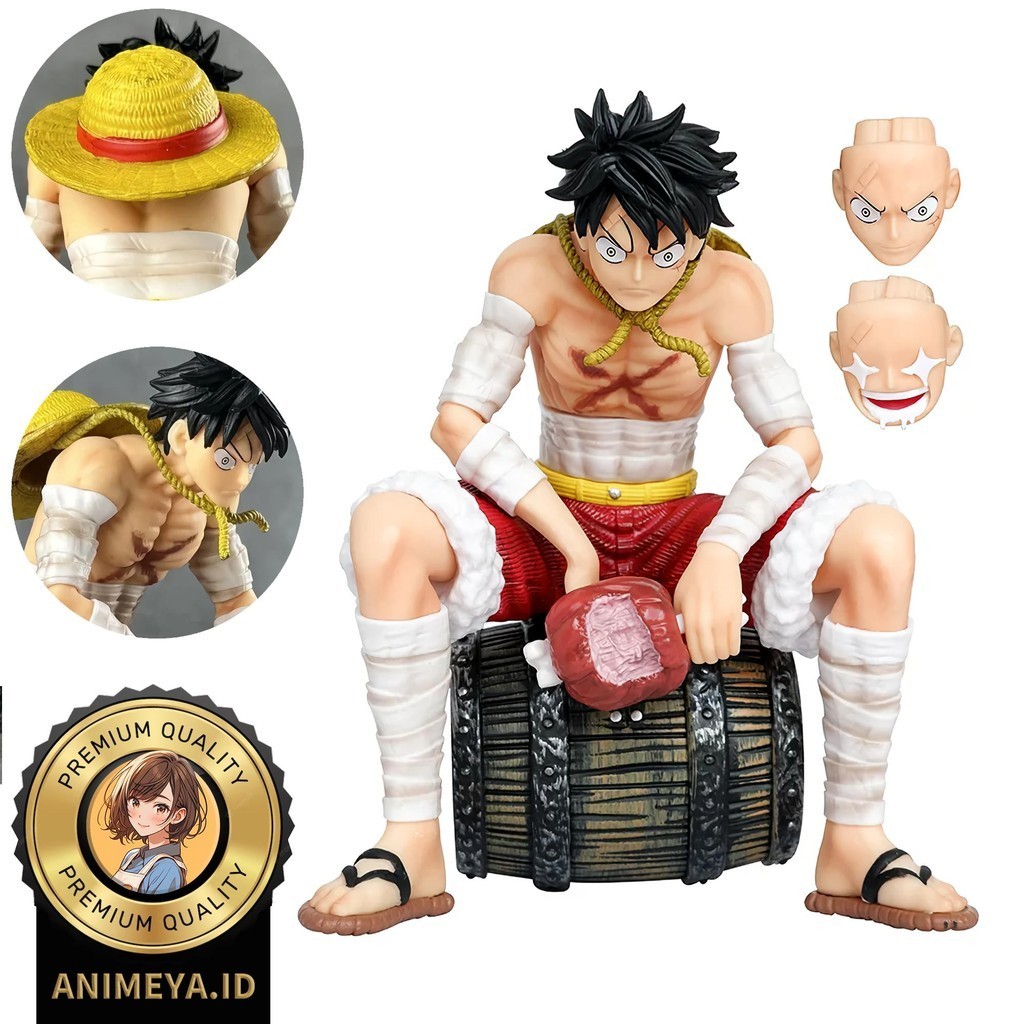Jual Action Figure Statue One Piece Monkey D. Luffy Duduk Daging Barrel ...