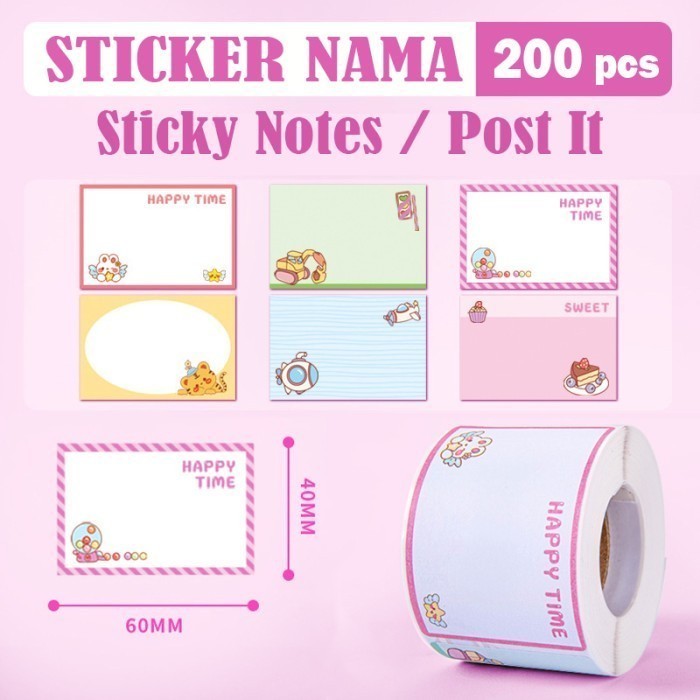 Jual Sticker Label Sticky Notes Motif Kartun Tag Nama Buku Jurnal Jar ...