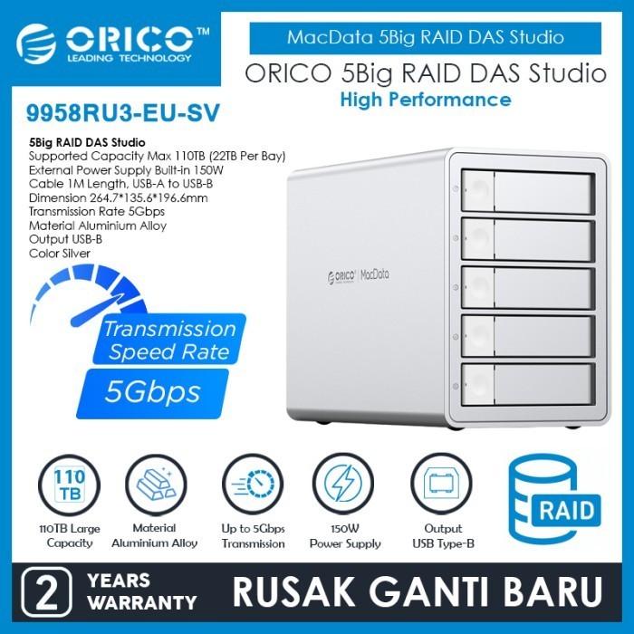 Jual ORICO 5Big MacData RAID DAS Studio 5 Bay HDD Enclosure SSD ...