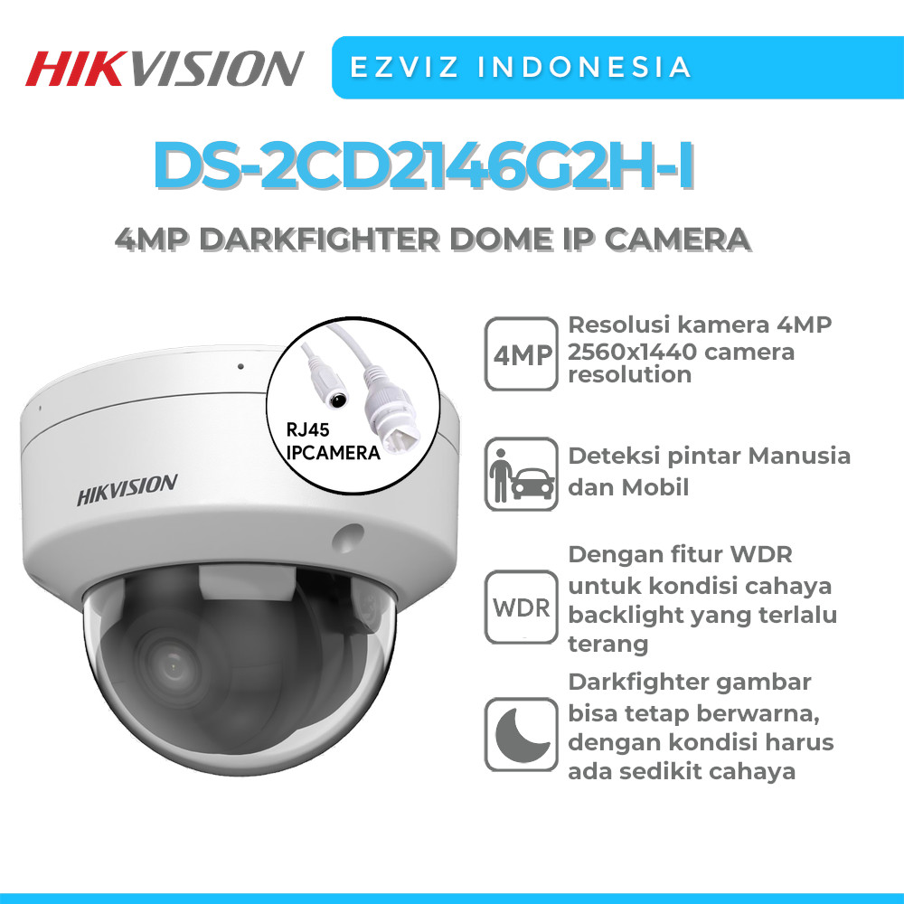 Jual HIKVISION DS-2CD2146G2H-I 4MP H265 DARKFIGHTER WDR DOME IP CAMERA | Shopee Indonesia