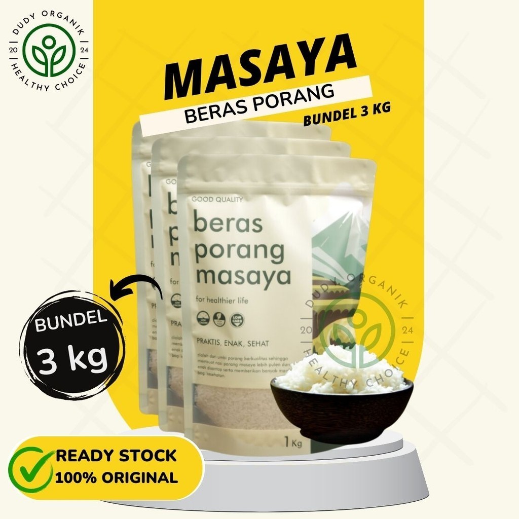 Jual PAKET BUNDLE 3 KG MASAYA BERAS PORANG - beras porang shirataki ...