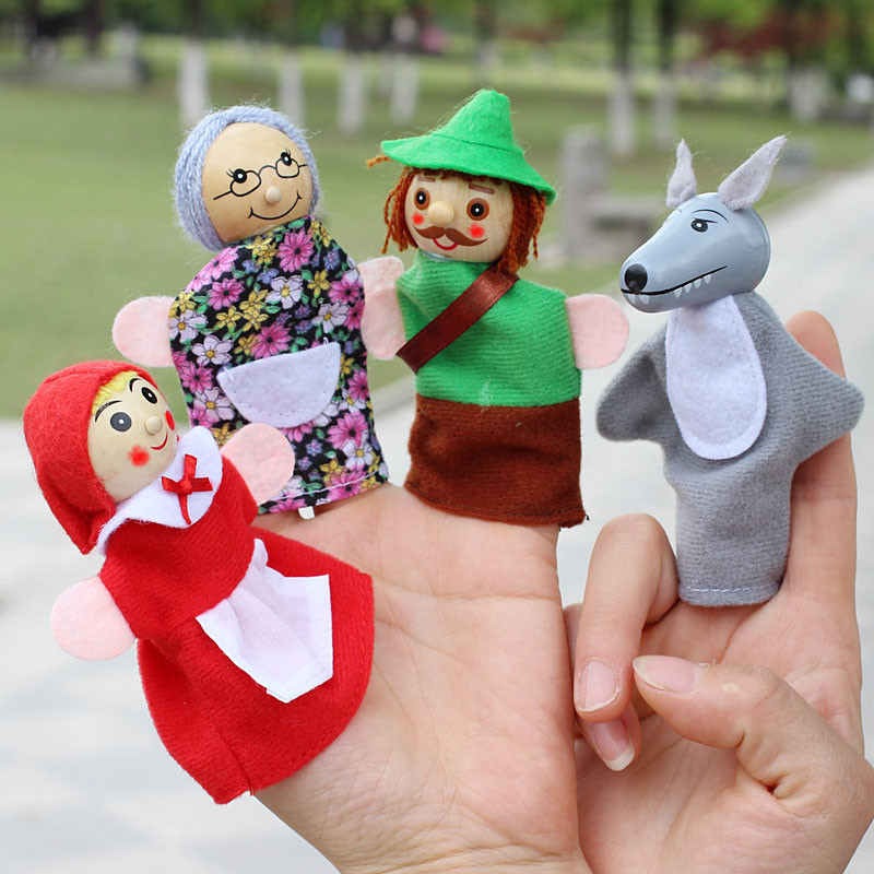 Jual 4pcs/Lot Kids Finger Puppets Doll Plush Toys Little Red Riding ...