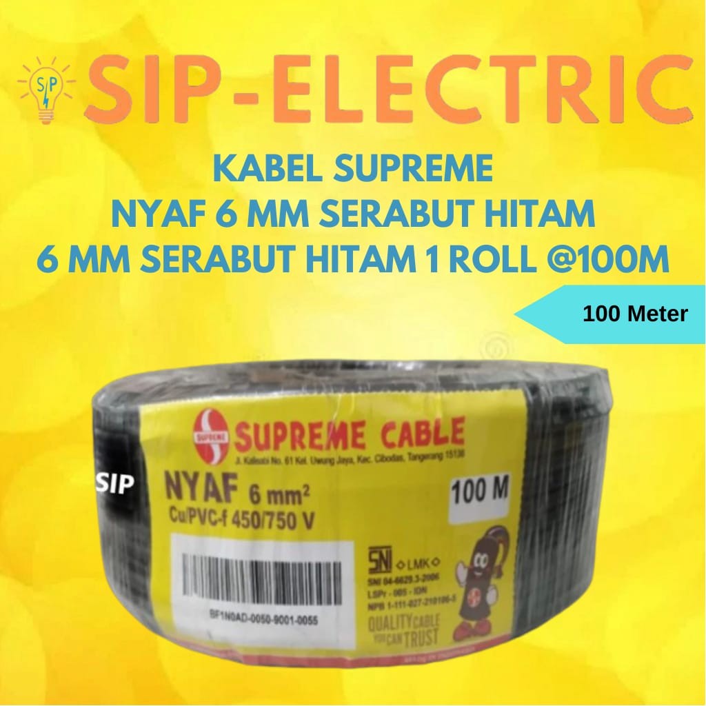 Jual KABEL SUPREME NYAF 6 MM HITAM (1 ROLL 100 METER) SUPREME NYAF 6MM | Shopee Indonesia