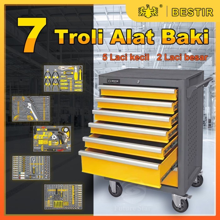 Jual Tool Box Trolley Cabinet 371 Pcs Tools Kit Set 7 Drawer Laci Susun ...