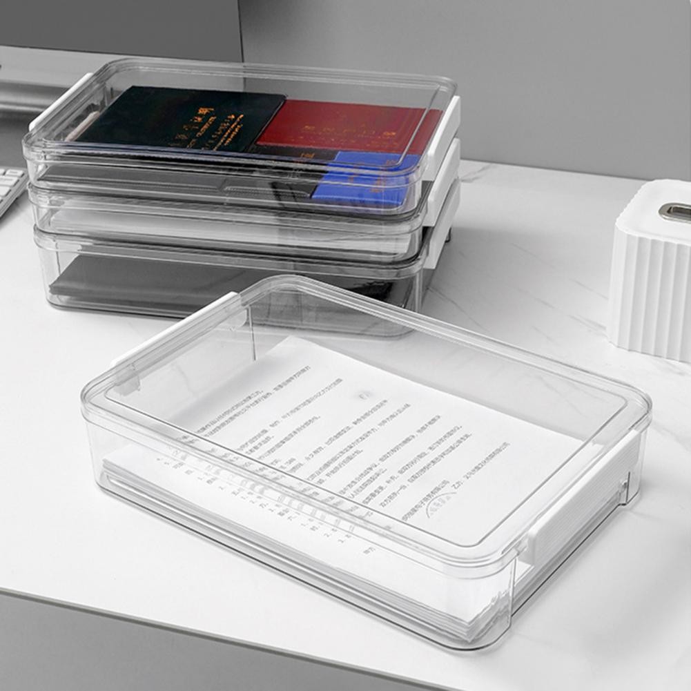 Jual Plastic File Storage Box A4 Size Clear Stackable Organizer ...