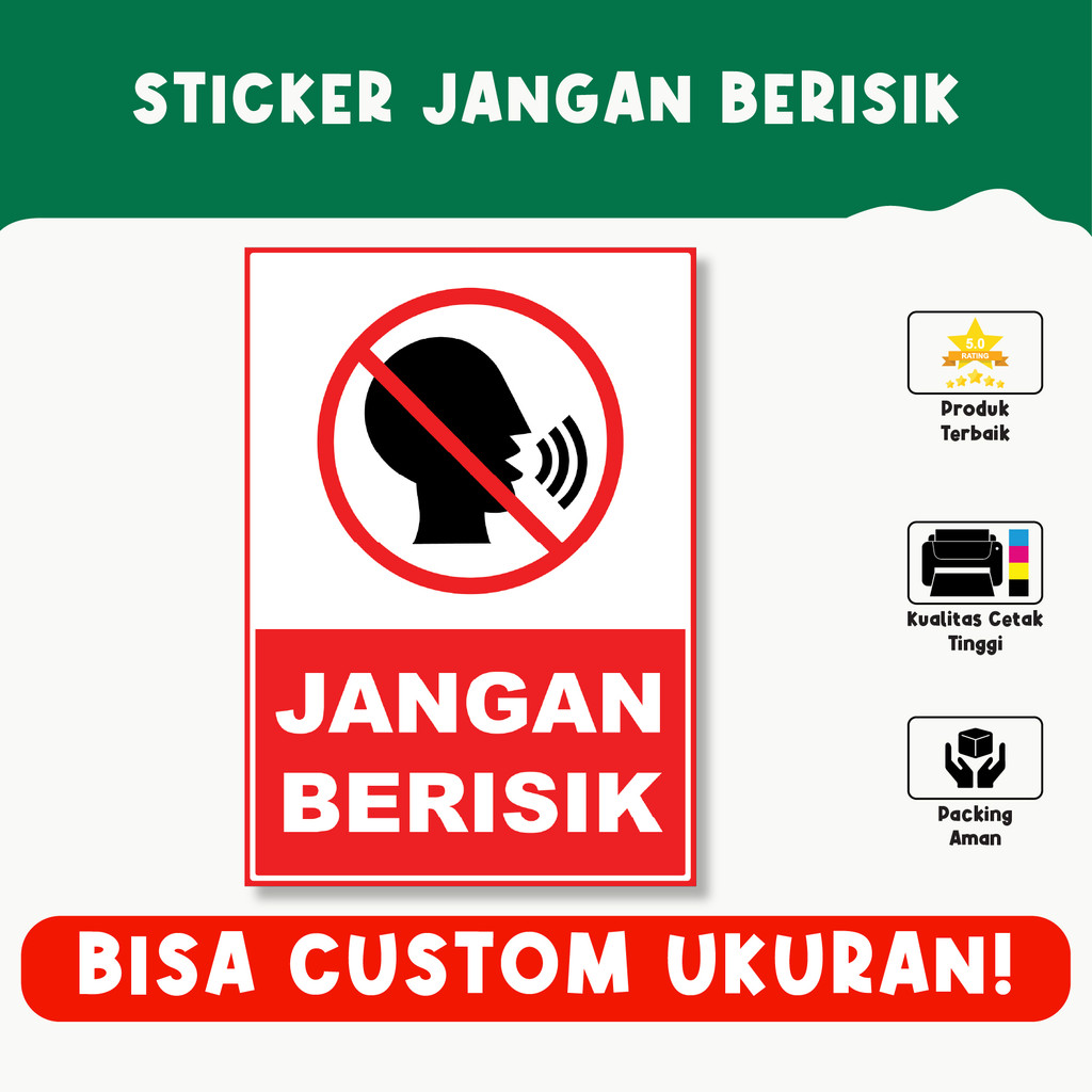 Jual Sticker Jangan Berisik – Peringatan Area Hening, Vinyl Premium ...