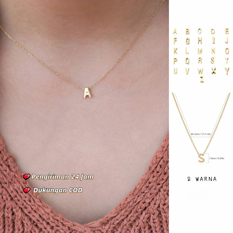 Jual Kalung Wanita Custom Inisial - Liontin Huruf Kecil Lapis Emas ...