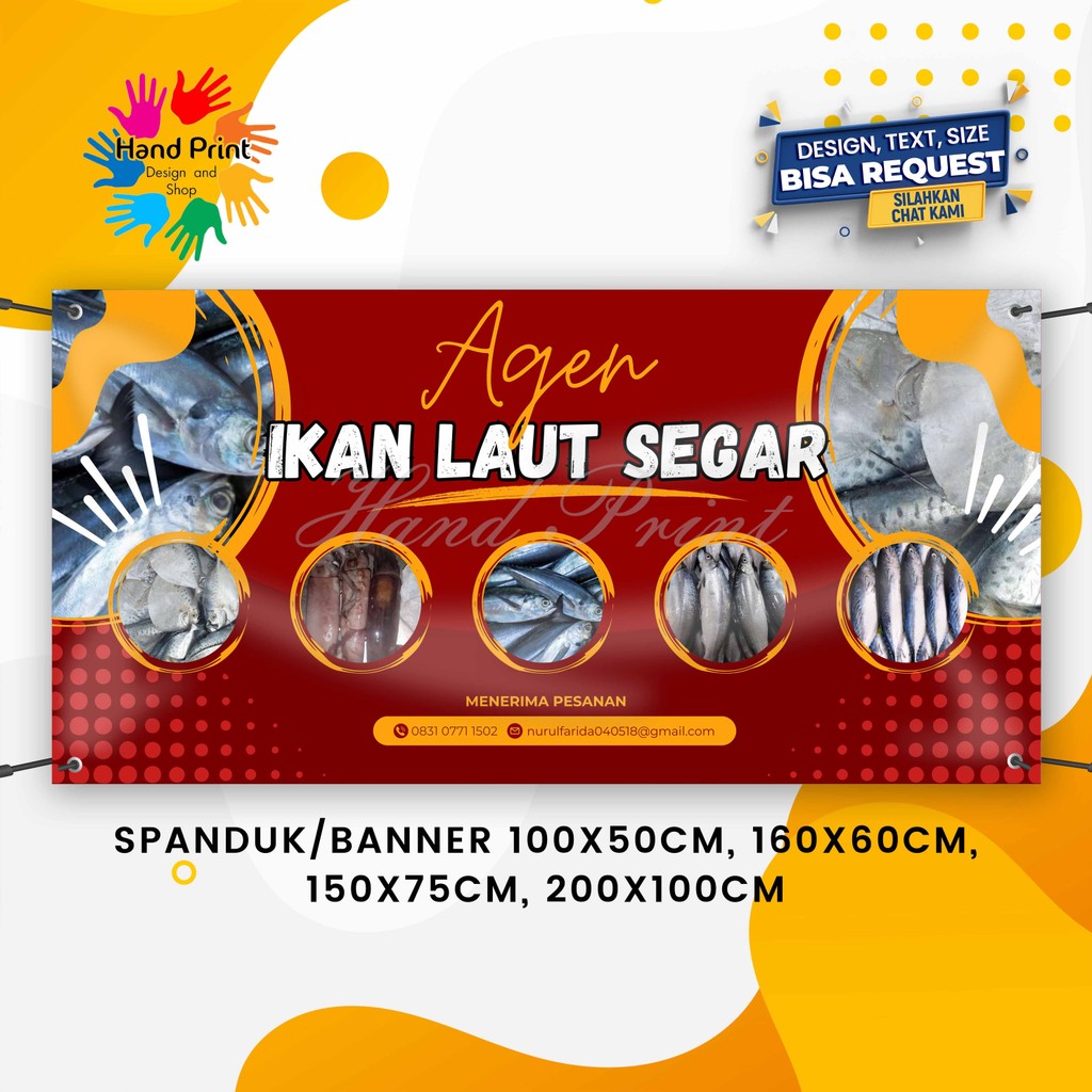 Jual Cetak Spanduk Banner Jualan Ikan Laut Segar MMT Spanduk Custom ...