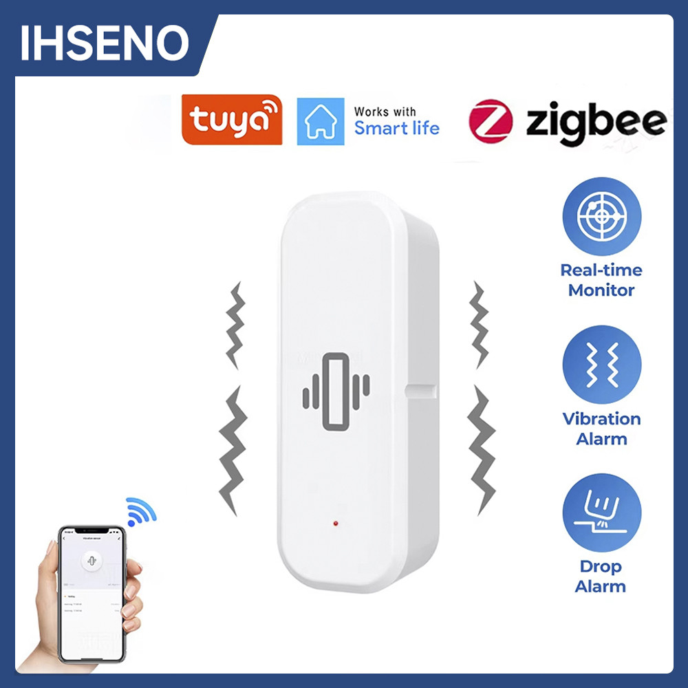 Jual Tuya ZigBee/Wifi Vibration Sensor Real Time Monitoring Door Window ...