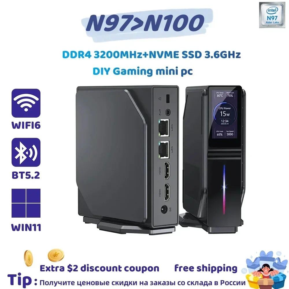 Jual SZBOX S1 n97 mini pc gamer pk n100 DDR4 3200MHz+NVME SSD 3.6GHz 512G SSD Windows11 RGB WiFi ...