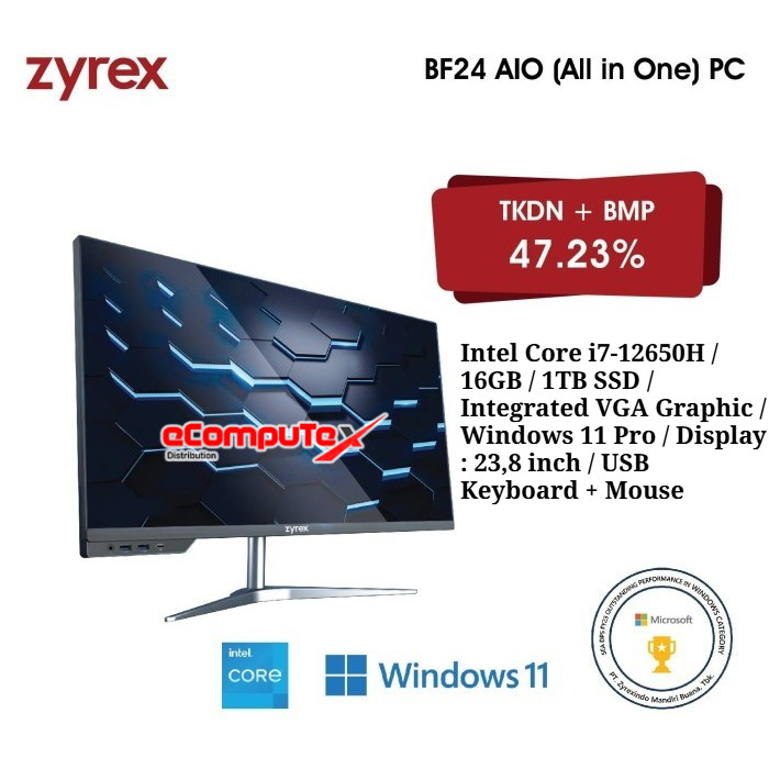 Jual ZYREX PC AIO DISCOVERY BF24 2427H-16S1P / Intel Core i7-12650H ...