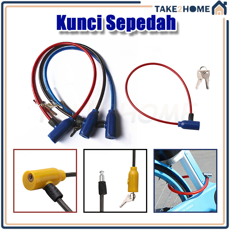 Jual Kunci Gembok Sepeda Lock Ring/Gembok Kawat Dengan Kunci/cable lock ...