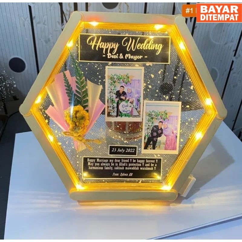 Jual HEXA FRAME BINGKAI HEXAGON KADO ULTAH WISUDA PERNIKAHAN ...