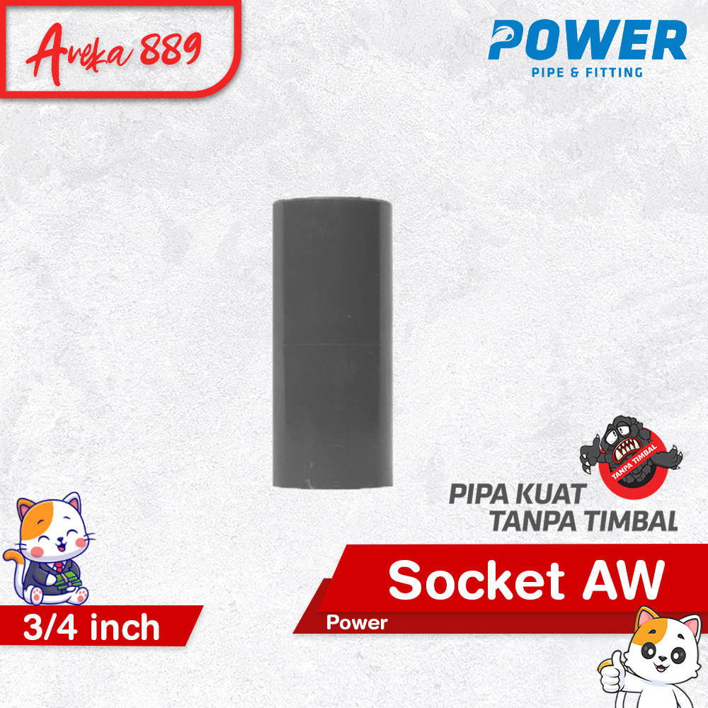 Jual SOCK AW 3/4" FITTING PIPA PVC MERK POWER | SOCKET | SOK | SOKET ...
