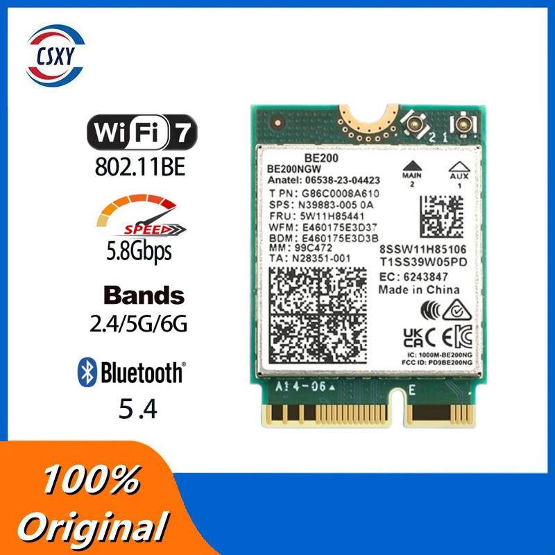 Jual Original BE200 Wi-Fi 7 Bluetooth 5.4 Wifi Card 2.4G/5G/6GHz 8774Mbps BE200NGW M.2 Wireless ...
