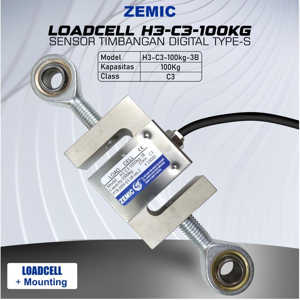 Jual Load Cell H3 C3 100kg Tipe S Loadcell Sensor Berat Timbangan Digital ZEMIC | Shopee Indonesia