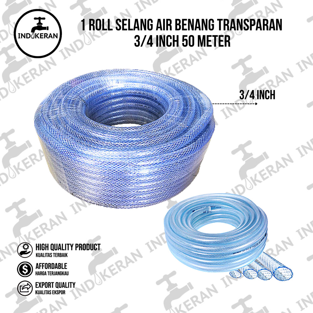 Jual 1 ROLL Selang Air Benang Transparan 3/4 Inch 50 METER | Shopee Indonesia