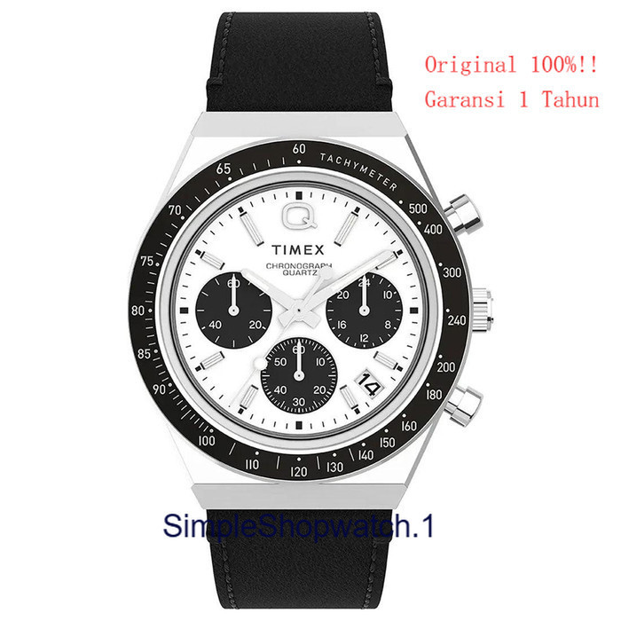 Jual Original 100%!! TIMEX TW2W53400 Jam Tangan Pria Analog Q Chronograph Leather 40mm Panda ...