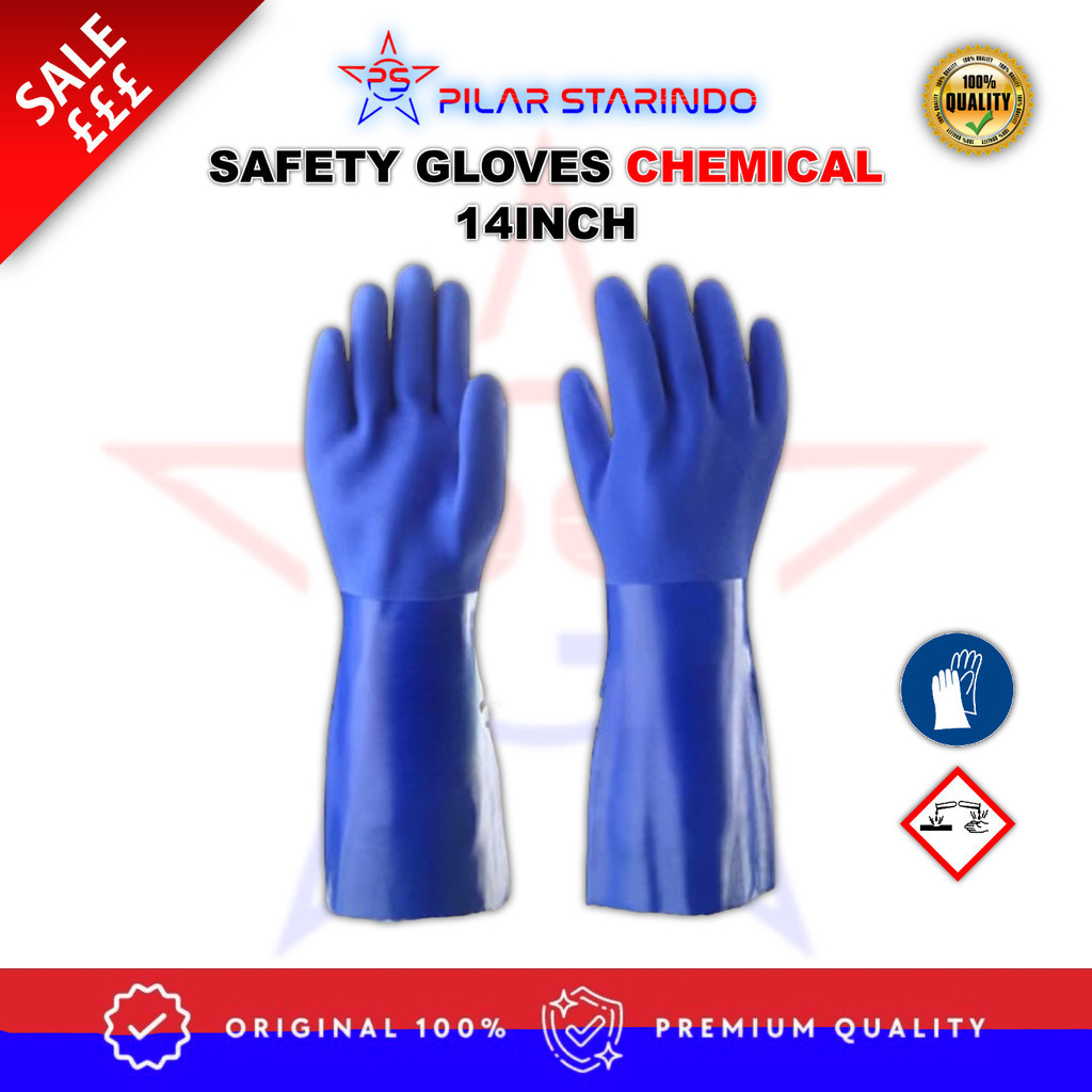 Jual PILAR SARUNG TANGAN PVC BIRU KIMIA 14 INCH CHEMICAL INDUSTRI ...