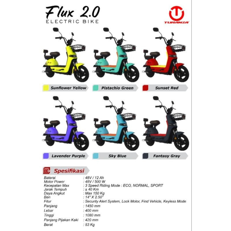 Jual Sepeda Listrik Electric E Bike TURANZA FLUX 2.0 BY PACIFIC 500 ...