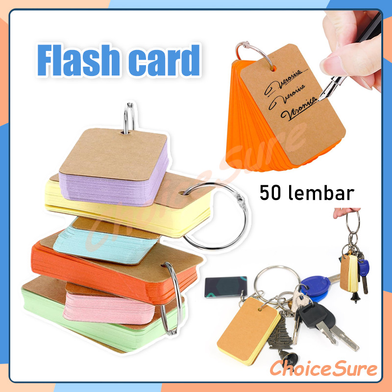 Jual Flash card polos 50 lembar / flash card tanpa ring lobang tengah ...