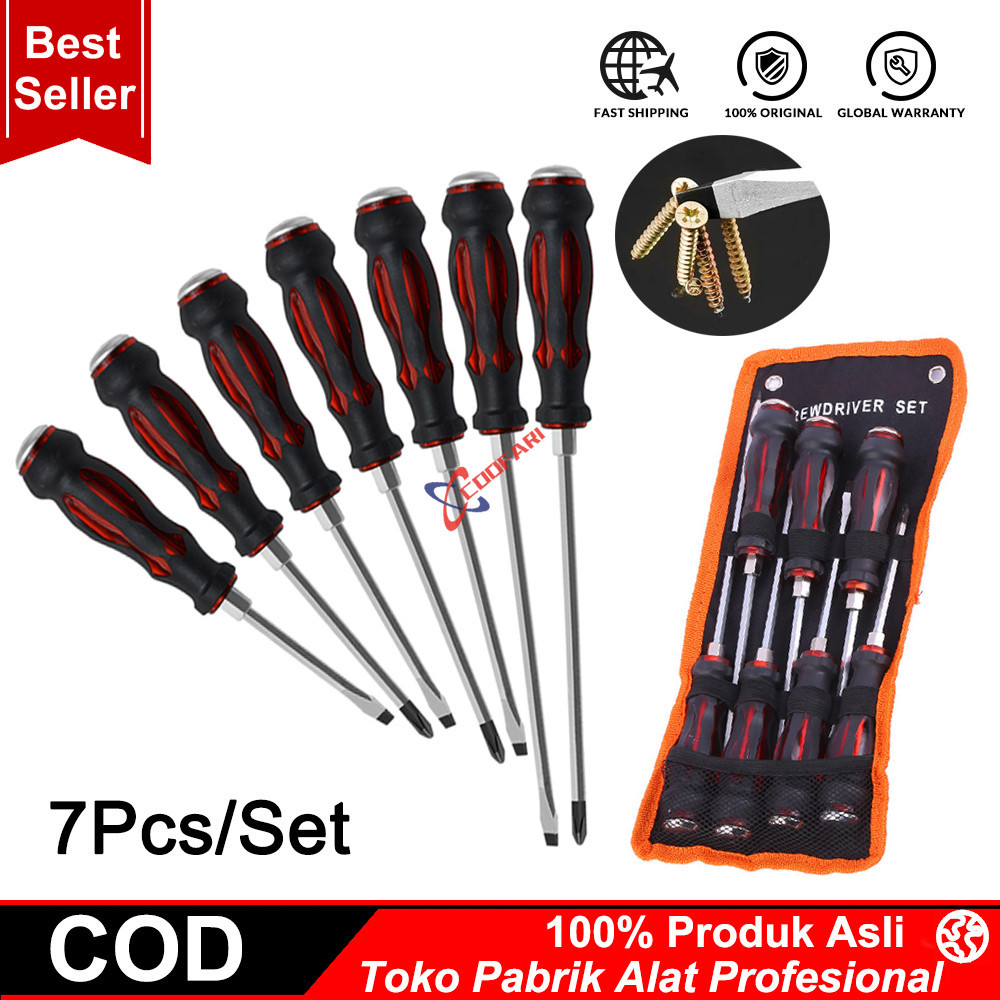 Jual Obeng Set 7Pcs/Obeng Tembus/Obeng Magnet Min Dan Plus/Tip Magnetik ...