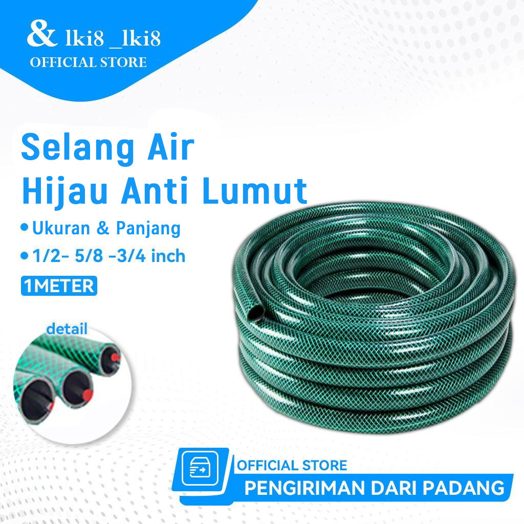 Jual PROMO SELANG AIR ELASTIS 1/2 5/8 3/4 INCH PERMETER BENANG HIJAU ANTI LUMUT TAMAN PERKEBUNAN ...