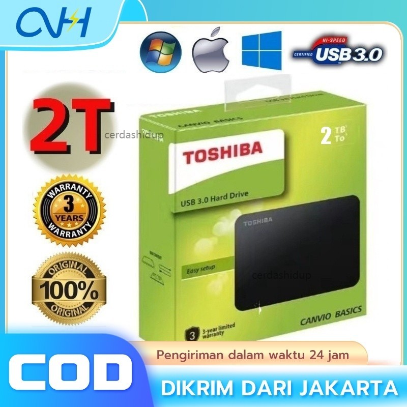Jual Toshiba Canvio Basic 2TB HD Hardisk Eksternal / HDD External USB 3.0 Portable Hardisk ...