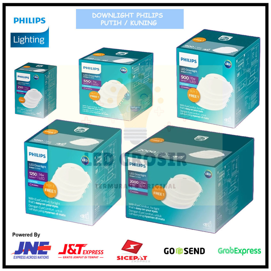 Jual LAMPU DOWNLIGHT LED PHILIPS ERIDANI DL190B MULTIPACK (ISI 4 PCS) 3 ...