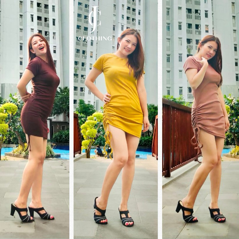 Jual Baju Model Korea Viral Model 2024 / Mini Dress Bodycon Bahan Rib ...