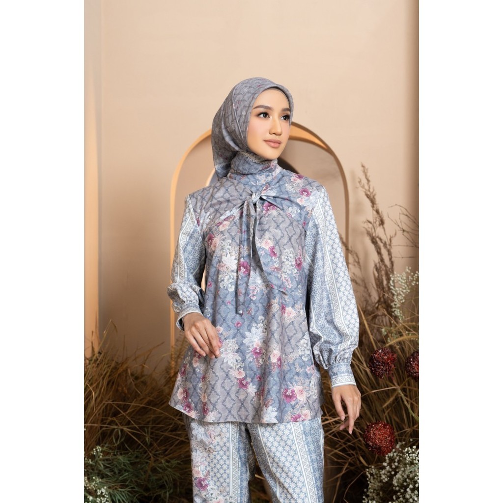 Jual Klamby - Mariri Blouse Indigo Charcoal | Shopee Indonesia
