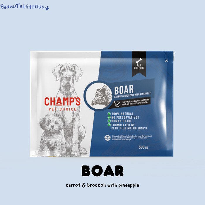 Jual Boar with carrot, broccoli & pineapple - dog raw food | Champ's ...