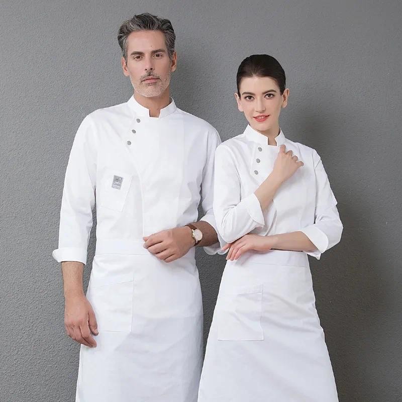 Jual Chef Uniforms Long-sleeved Men and Women Hotel Canteen Work ...