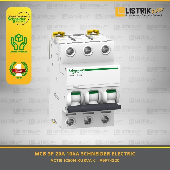 Jual Schneider Mcb 3P 20A Acti9 Ic60N C - A9F74320 | Shopee Indonesia