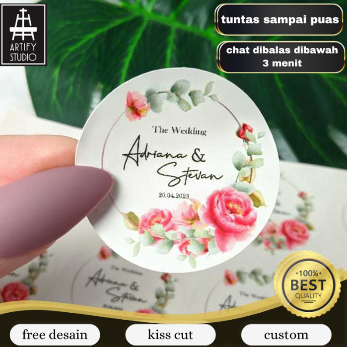 Jual Artify 2-4 Stiker Wedding Souvenir Sticker Custom Ucapan Nikah ...