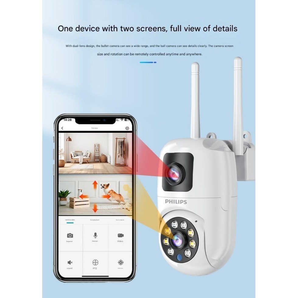 Jual PHILIPS TAI2420/93 Dual Lens CCTV WiFi Camera Wireless Outdoor ...