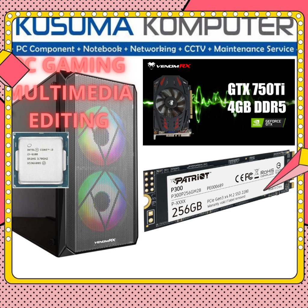 Jual PC Gaming Intel Core i3 6100 / GTX 750 TI 4GB / 256GB SSD | Shopee Indonesia