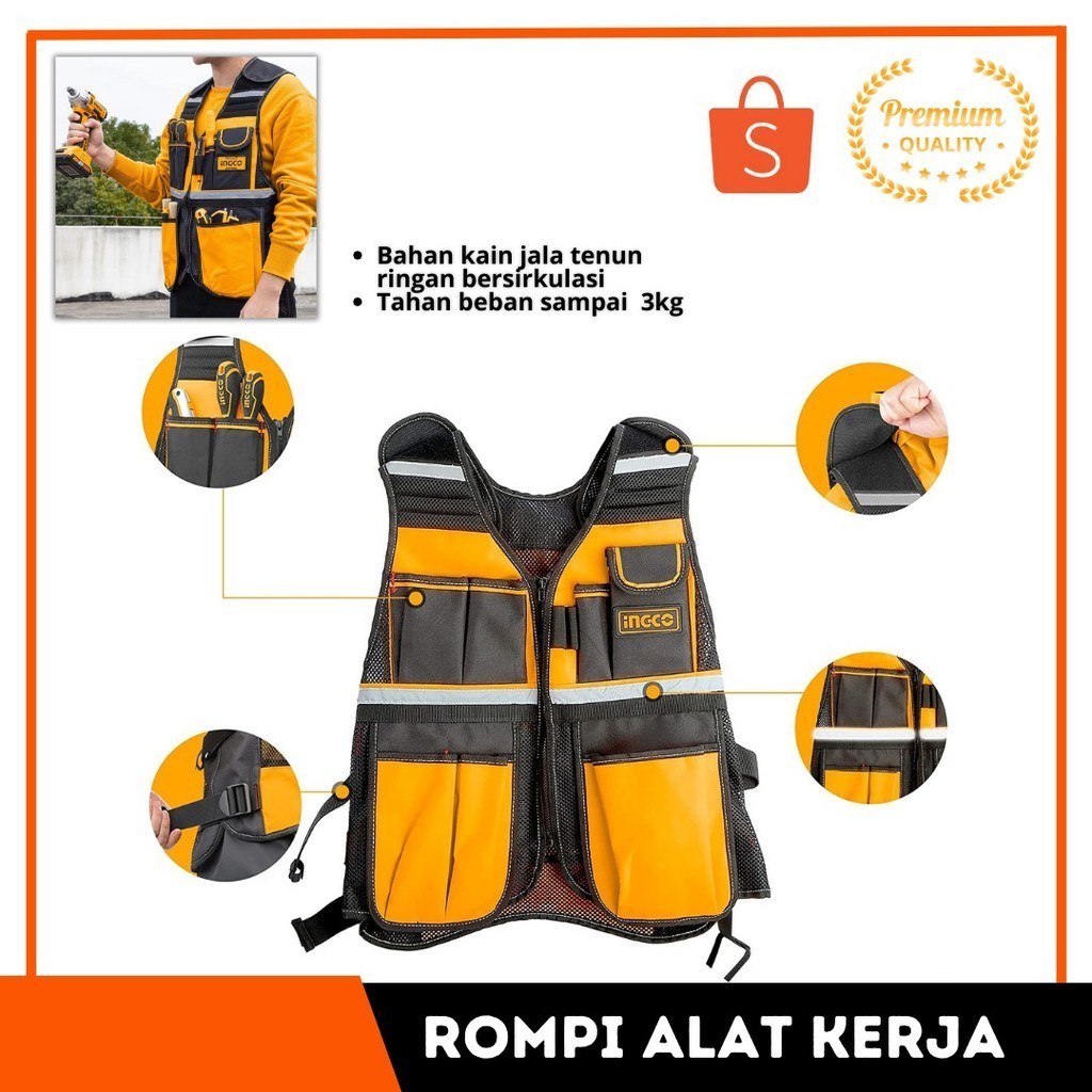Jual INGCO HTVT0901 Rompi Safety Proyek Tool Vest 3Kg Rompi Pengaman ...