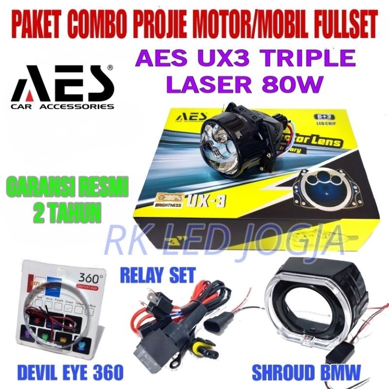 Jual PAKET COMBO BILED 3.0 INCH AES ALL VARIAN UX1 UX2 UX3 F1 F2 | Shopee Indonesia