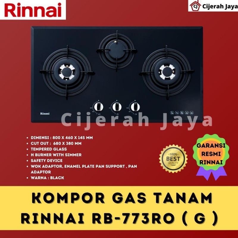 Jual RINNAI BUILT-IN GAS HOB KOMPOR GAS TANAM 3 TUNGKU RINNAI RB 773RO(G) | Shopee Indonesia