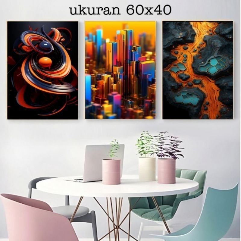 Jual Poster dinding abstract bingkai kayu ukuran 30X42 CM, Hiasan ...