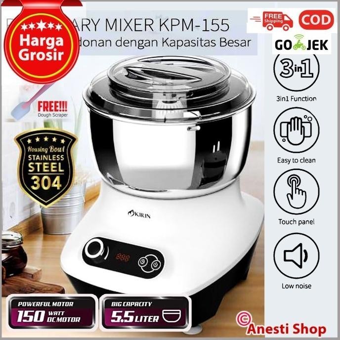 Jual Mixer Roti Kue Low Watt 150 Watt Planetary Mixer 5.5 L Kirin Kpm ...