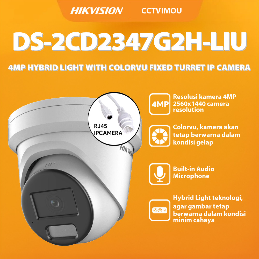 Jual HIKVISION DS-2CD2347G2H-LIU 4MP HYBRID LIGHT COLORVU TURRET IP CAMERA | Shopee Indonesia