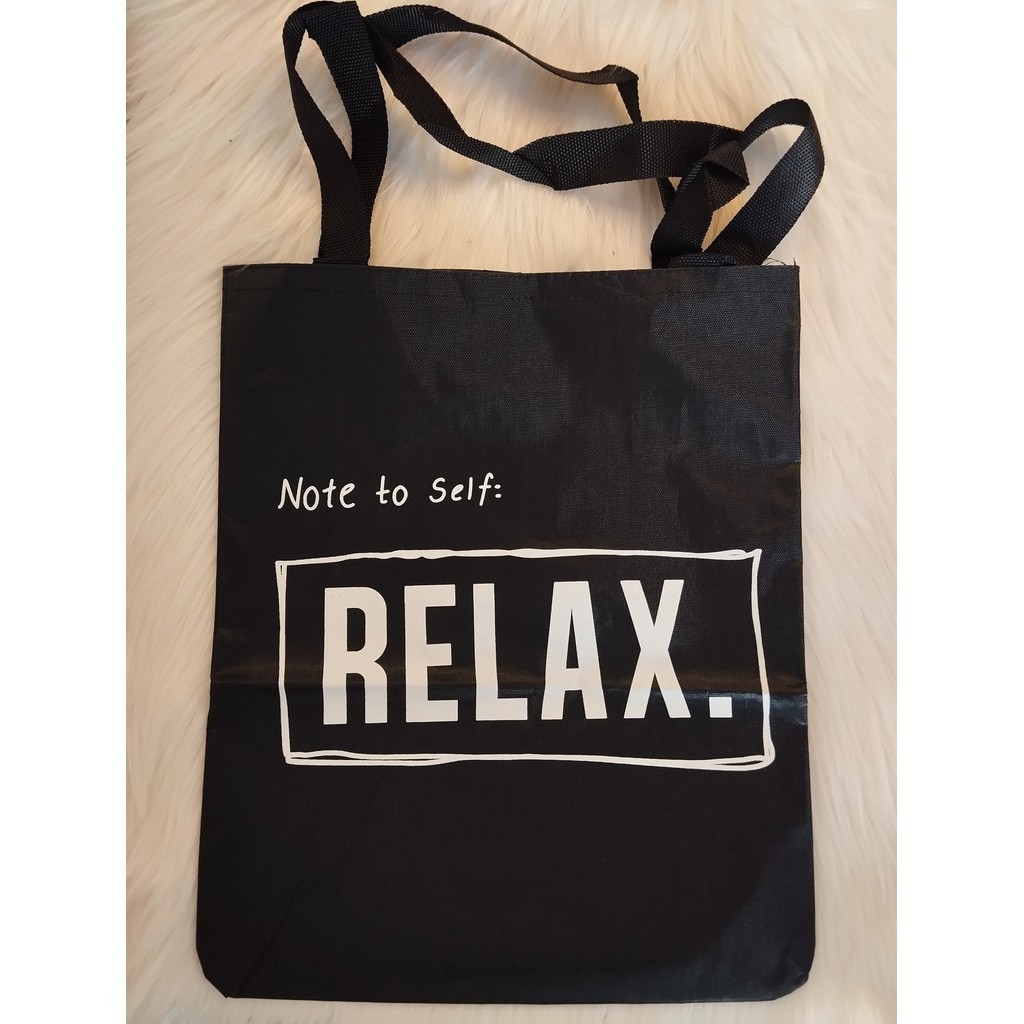 Jual Totebag Hitam Velcro Quotes And Bear Tas Kampus Tas Jalan Tas ...