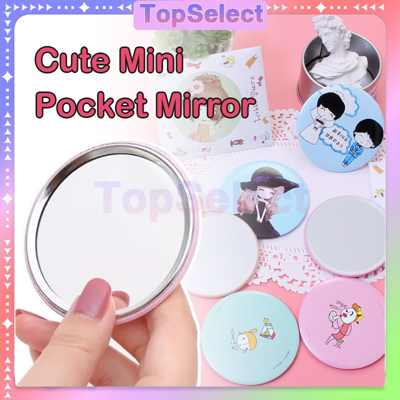 Jual Kaca Cermin Make Up Mini Travelling Motif Kartun Colorful /Cermin ...